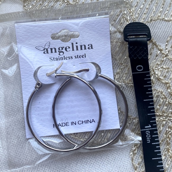 Jewelry | Angelina Stainless Steel Silver Hoop Earrings Holiday Gift ...